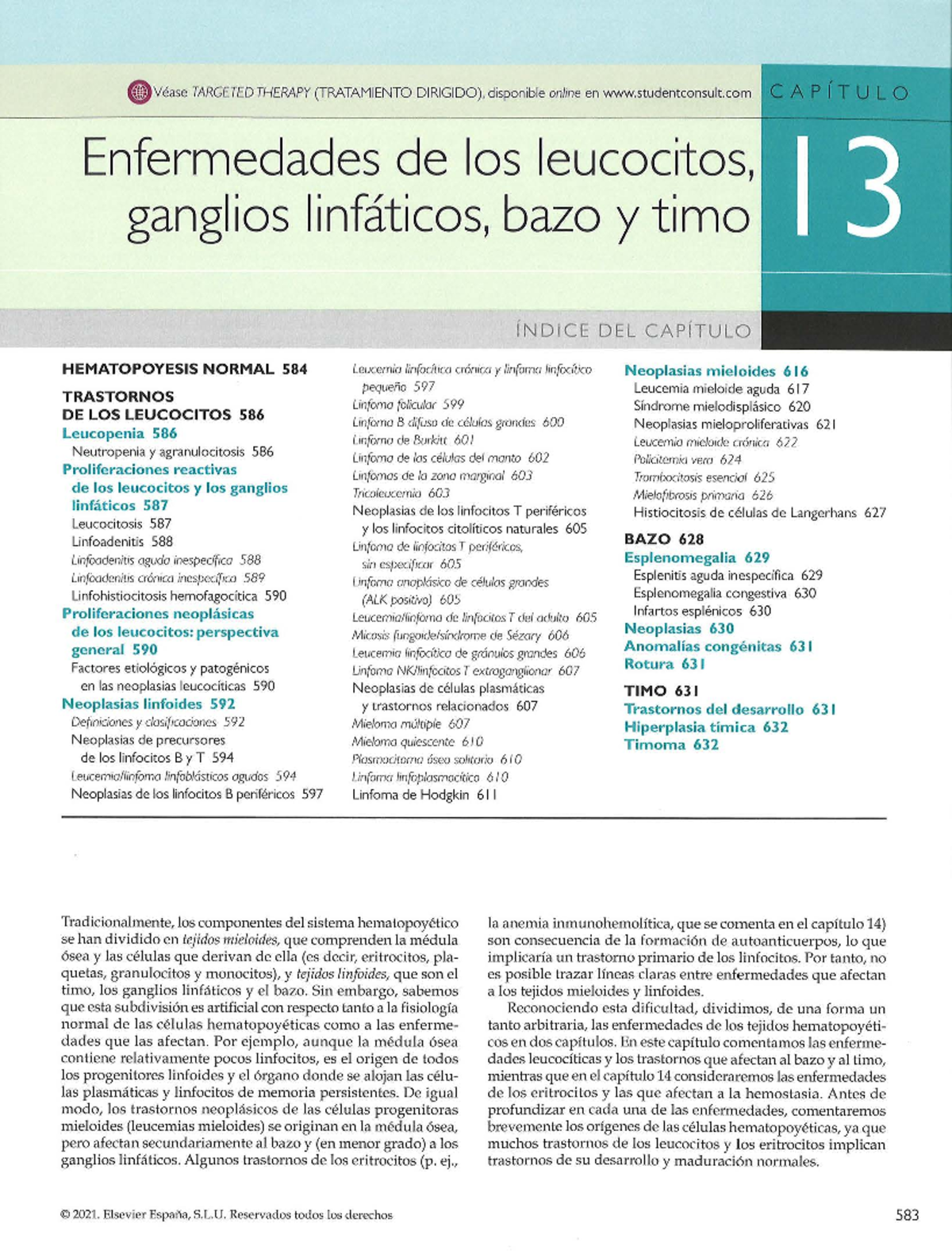 Capítulo 13: Enfermedades de los Leucocitos, Ganglios Linfáticos, Bazo y Timo - Studocu