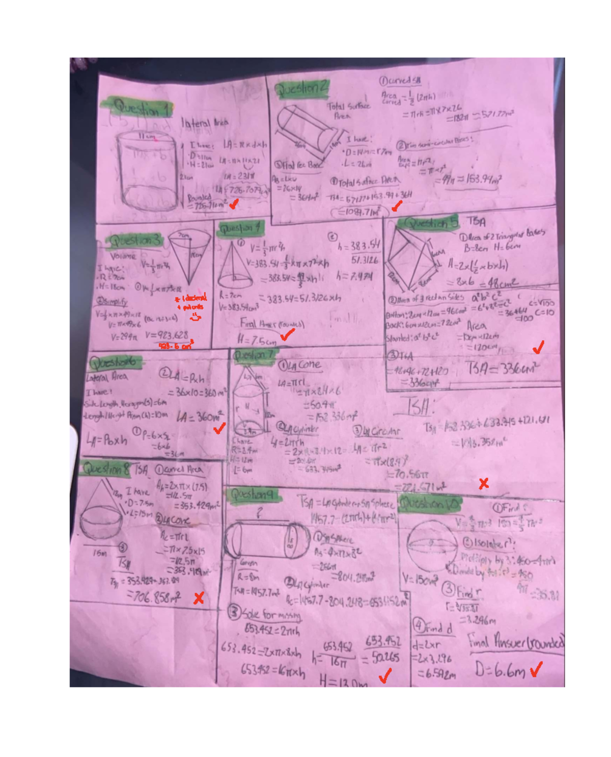 Module 1 — Answering 10 Questions on Surface Area & Volume - Studocu