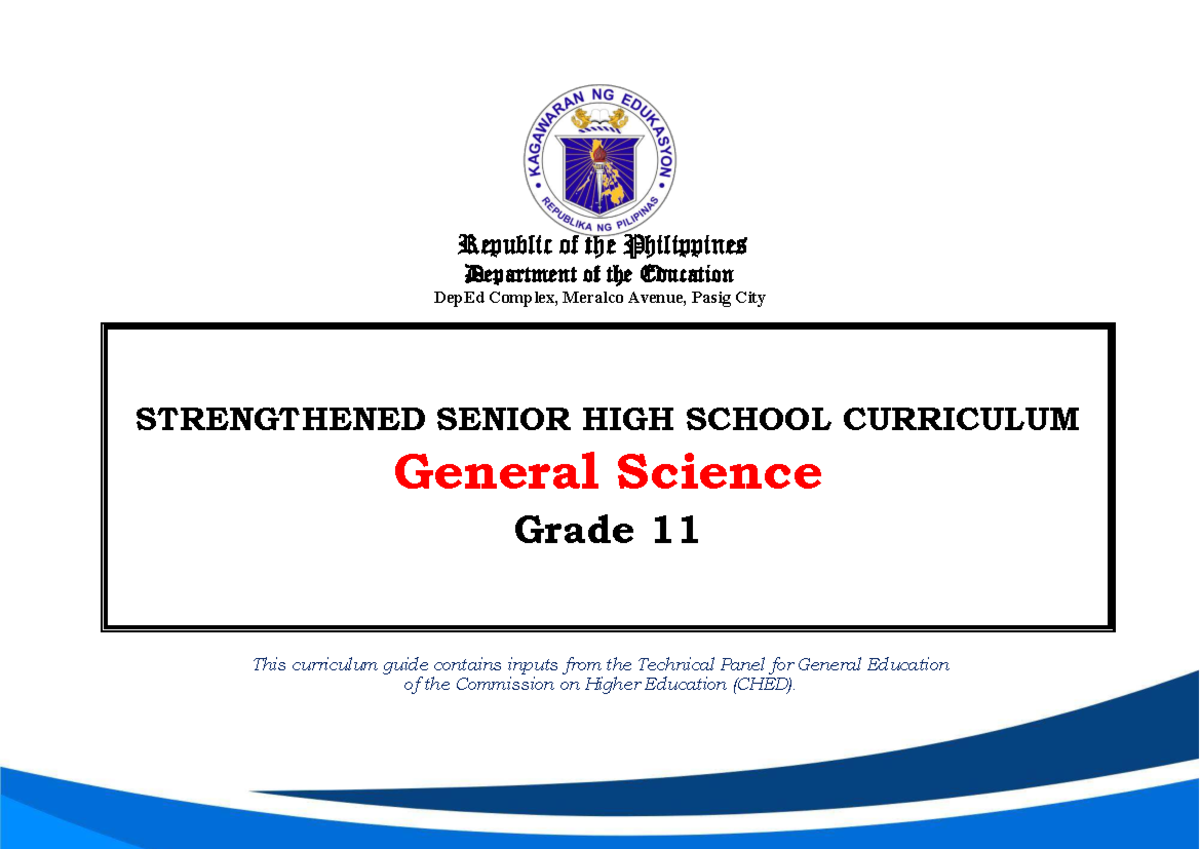 SHS General Science Curriculum Guide for Grade 11 - March 2025 - Studocu