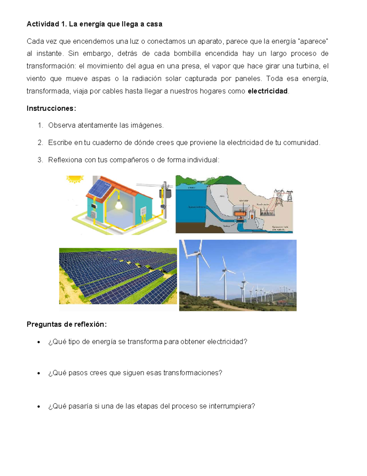 Actividad 1 y 2: Transformación de Energía a Electricidad - Progresión ...
