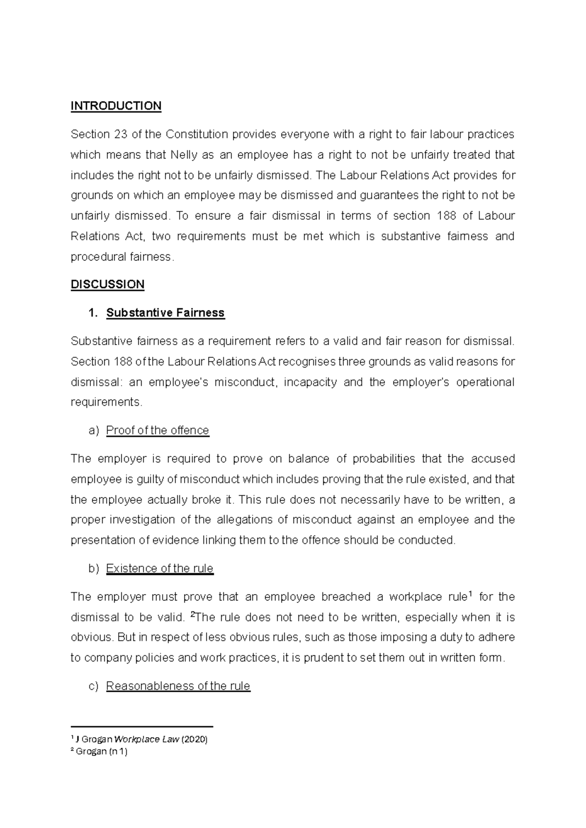 Labour Law Requirements: Fair Dismissal Under Section 188 of the LRA ...