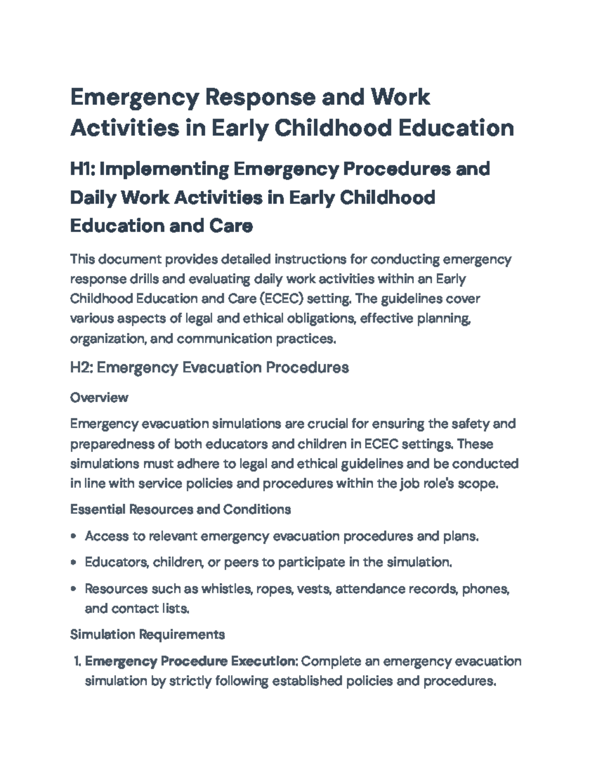 Emergency Procedures and Daily Work Activities in ECEC: A Guide - Emergency Response and Work ...