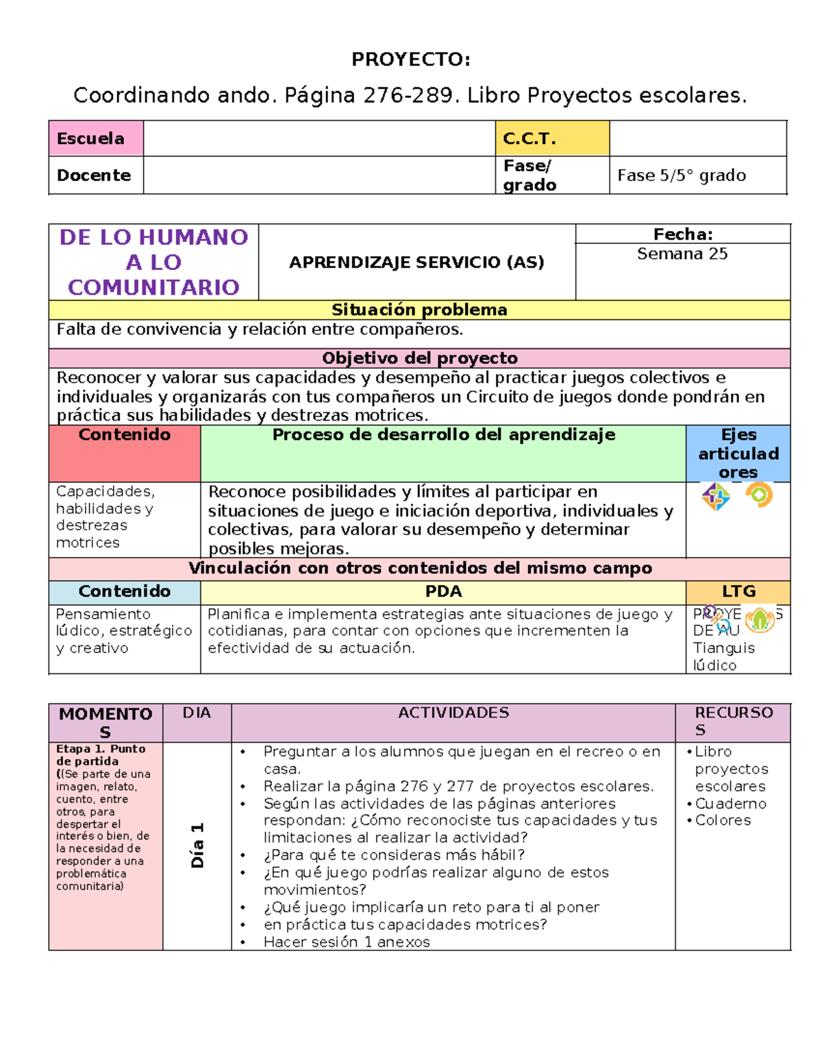 5° Proyectos DHC: Coordinando ANDO - Aprendizaje Servicio - Studocu