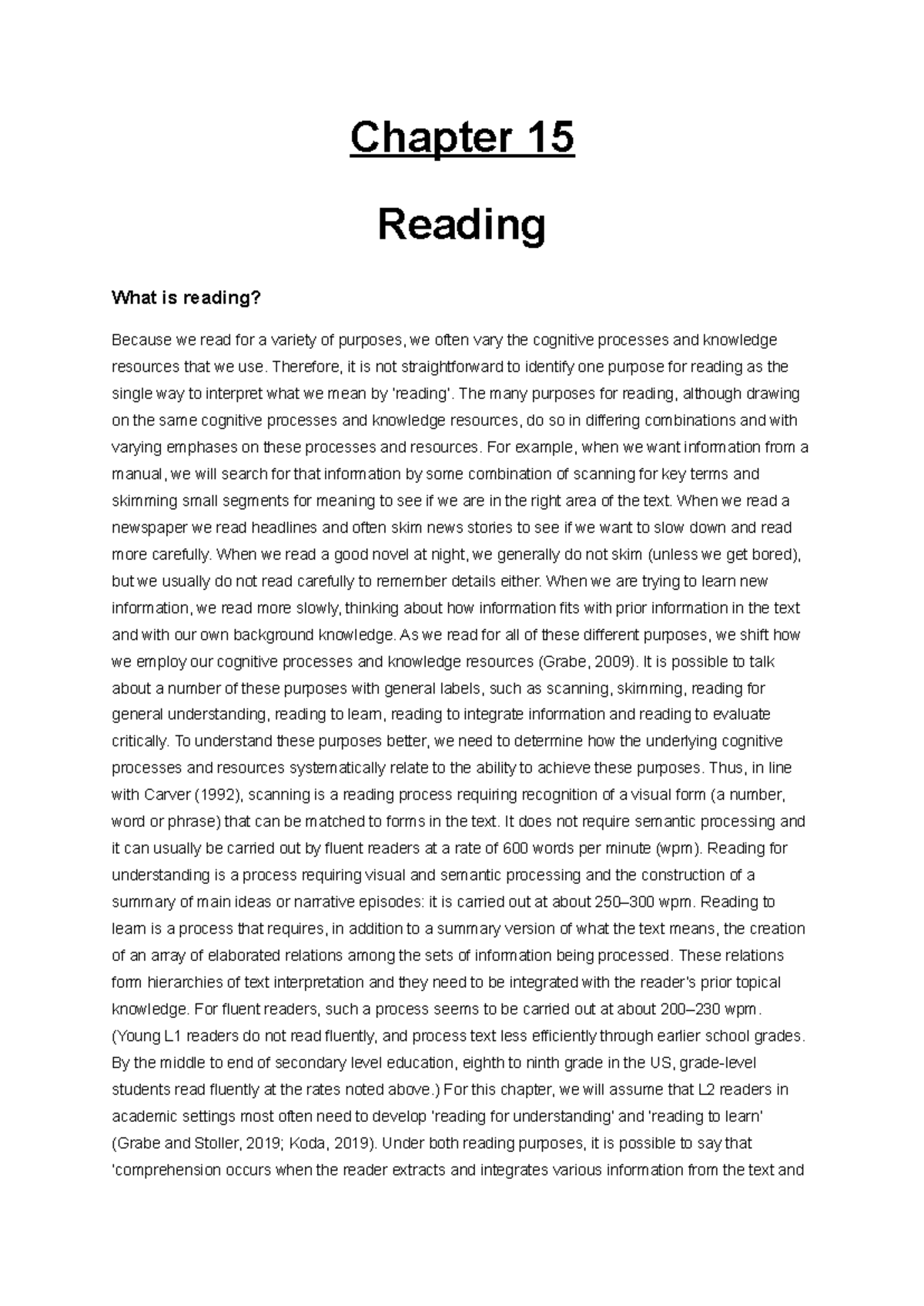 Chapter 15: Understanding Reading and L2 Reading Differences - Studocu
