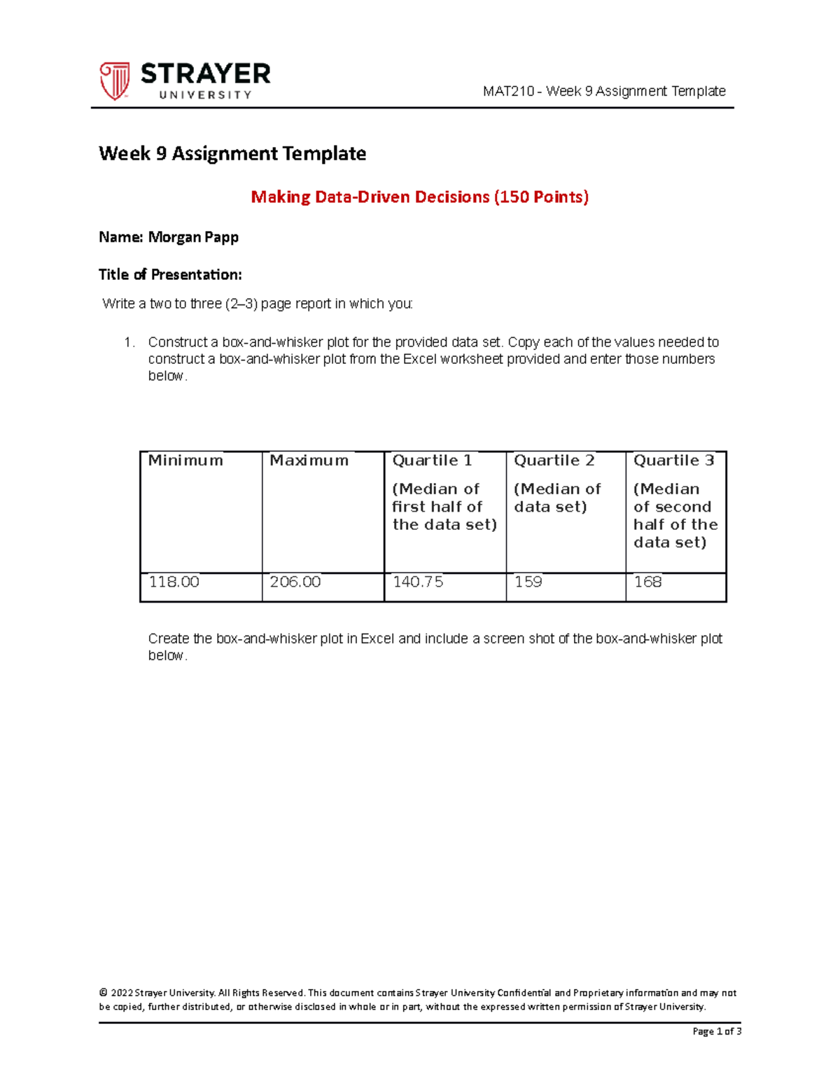 MAT210 Week 9 Data-Driven Decisions Assignment Template - Studocu
