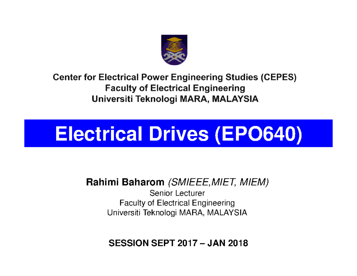 AC Drives - NOTES CHAPTER 3: AC DRIVE - Electrical Drives (EPO640 ...