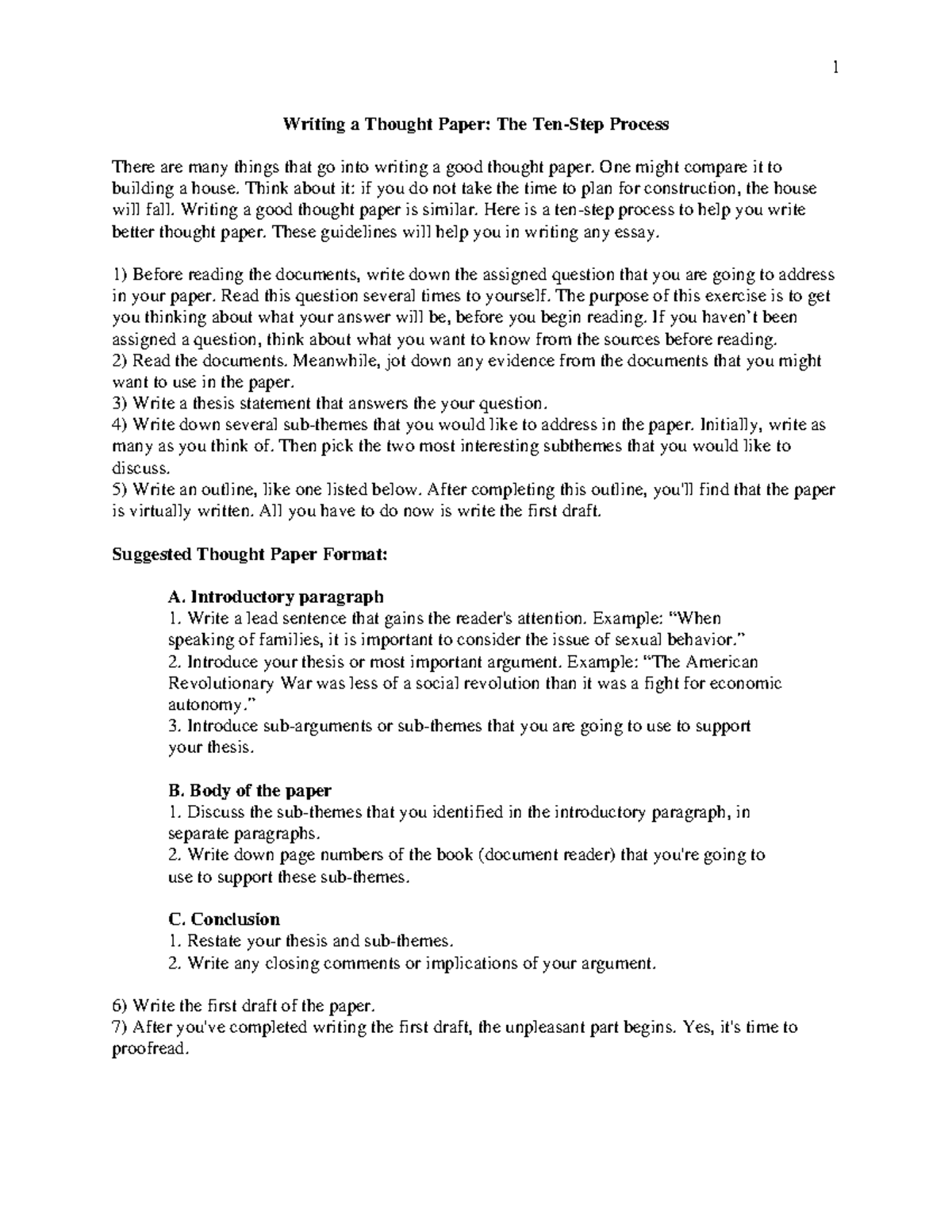 Effective Strategies for Writing a Thought Paper: A Ten-Step Guide ...