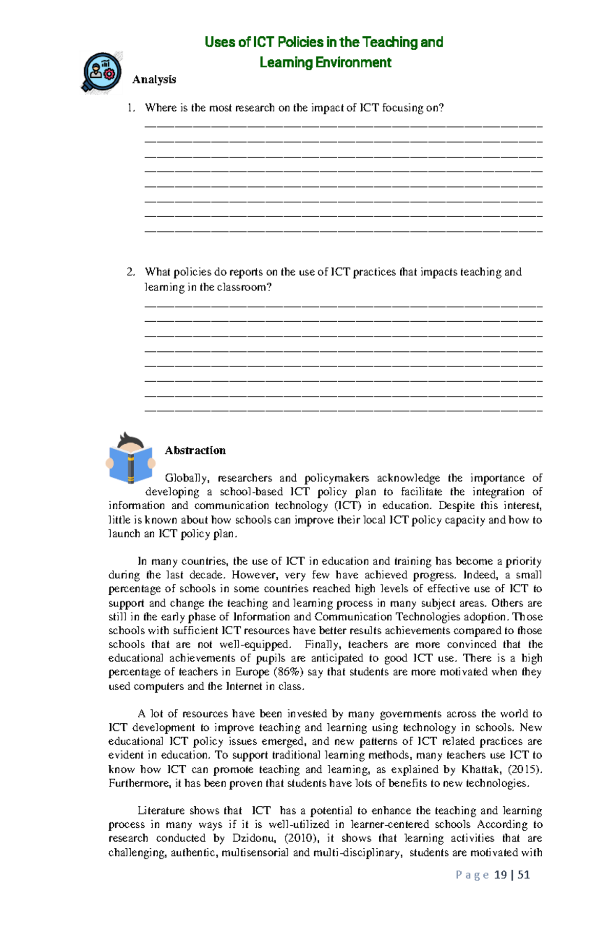 ICT Policies and Their Impact on Teaching & Learning Environments - Studocu