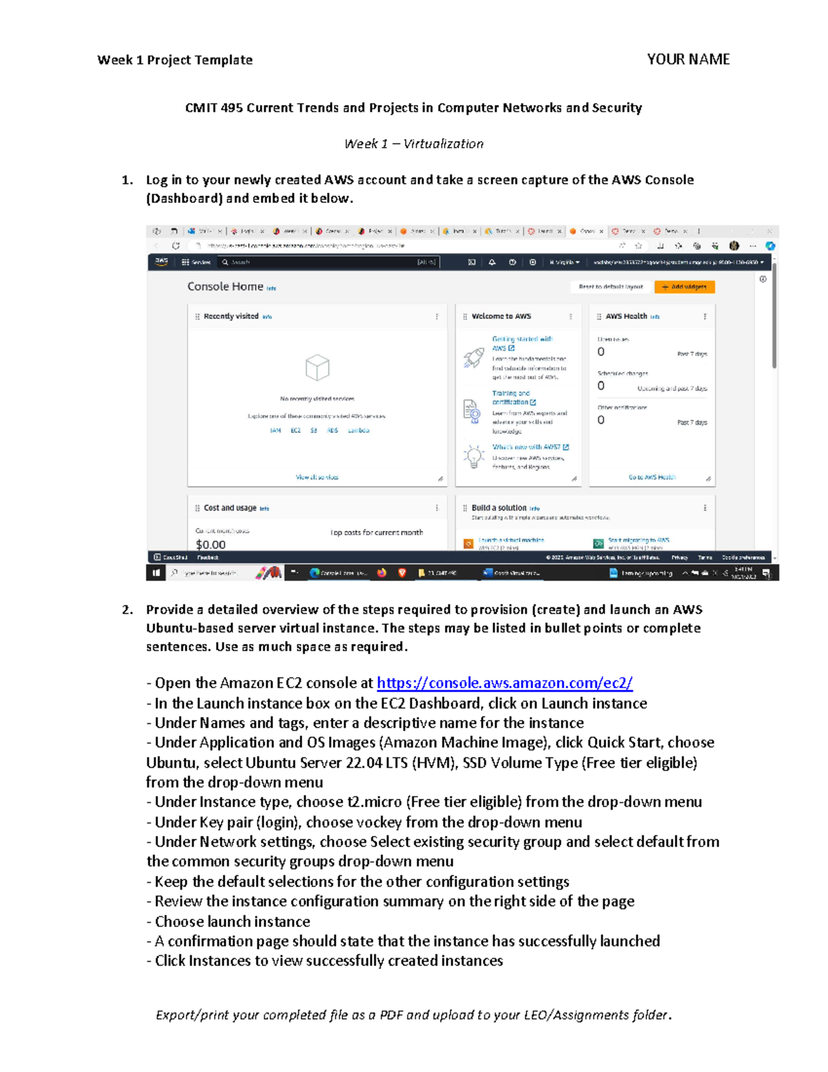 Project 1 - Virtualization Assignment - CMIT 495 Current Trends and Projects in Computer ...