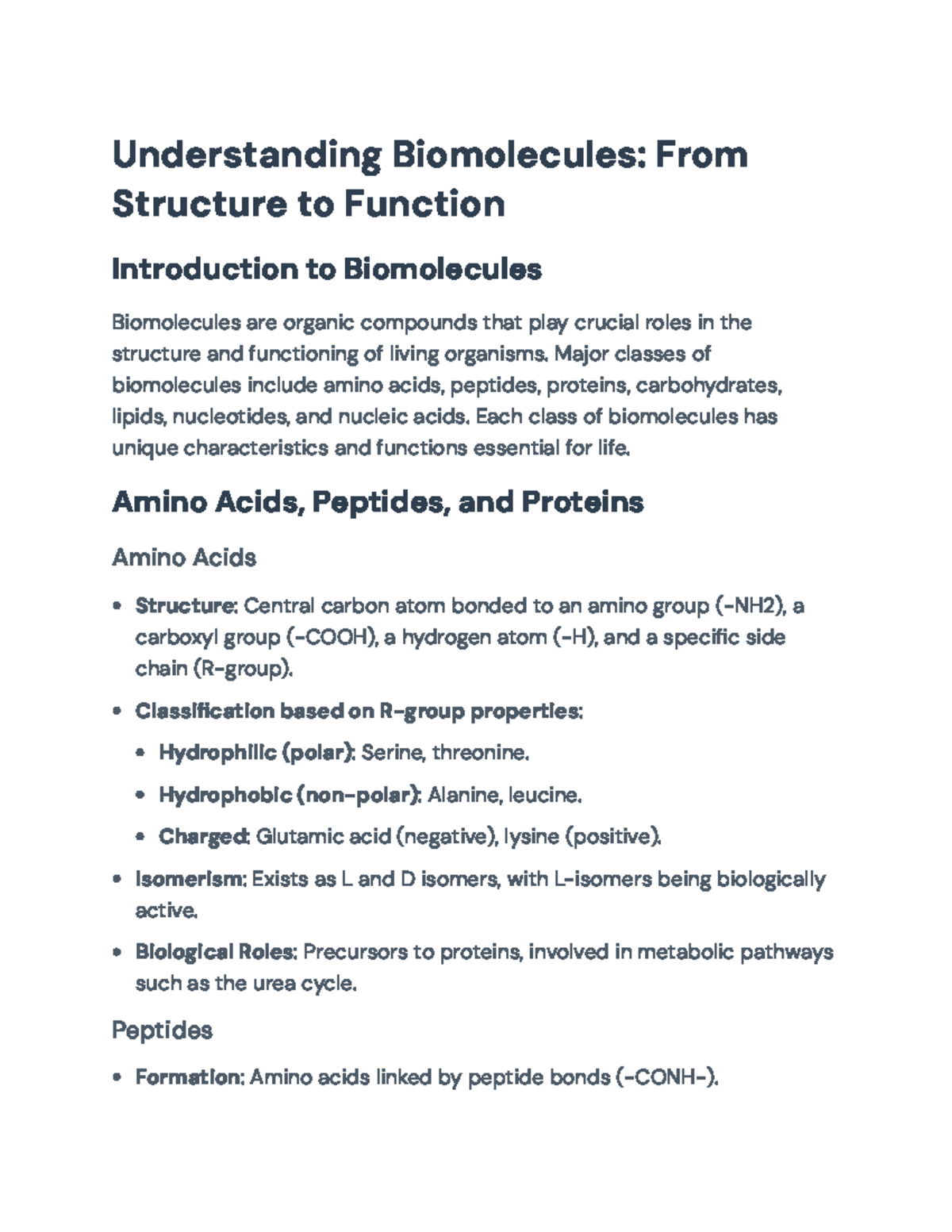 Understanding Biomolecules: Structure, Function, and Metabolism ...