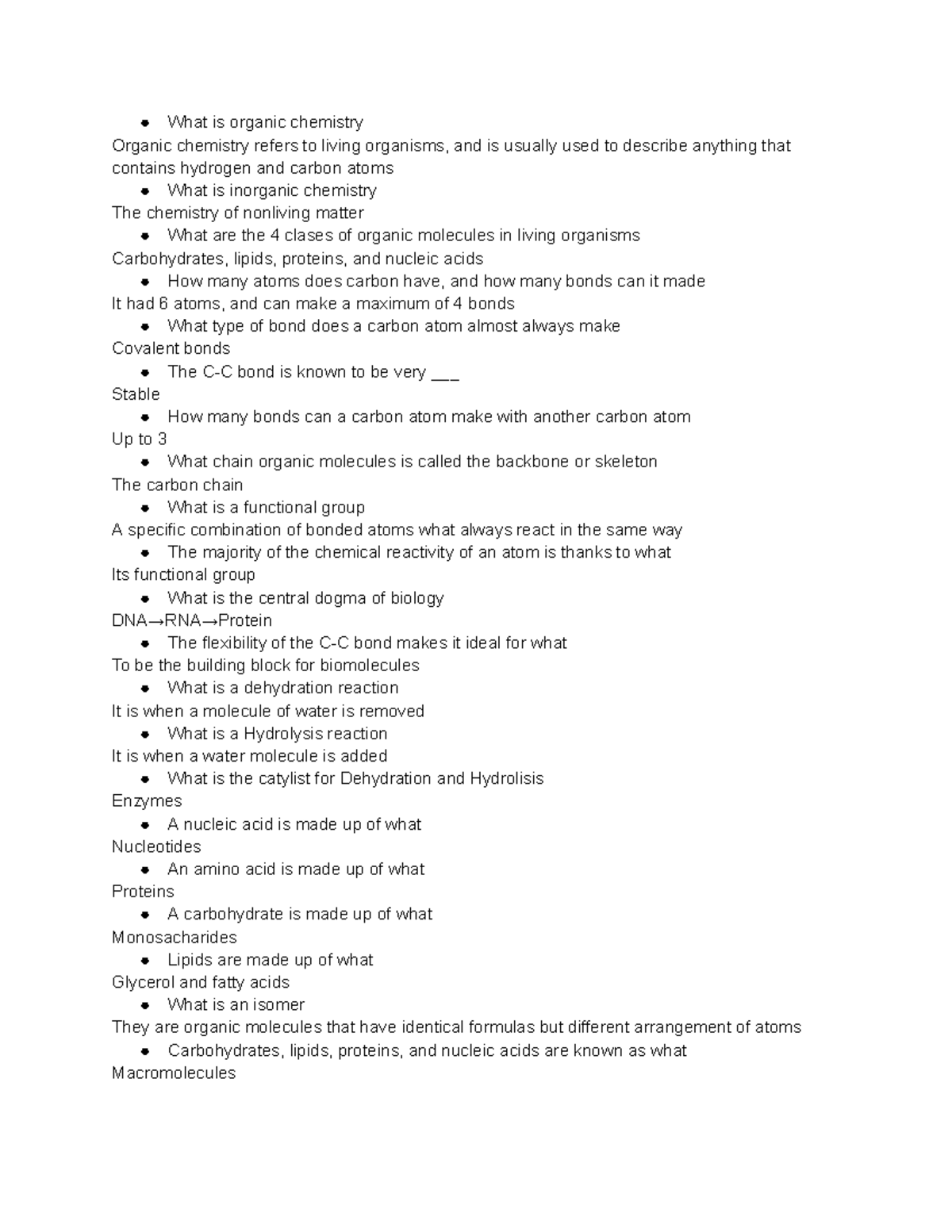Bio 201 Study Guide: Key Concepts in Organic Chemistry - Studocu
