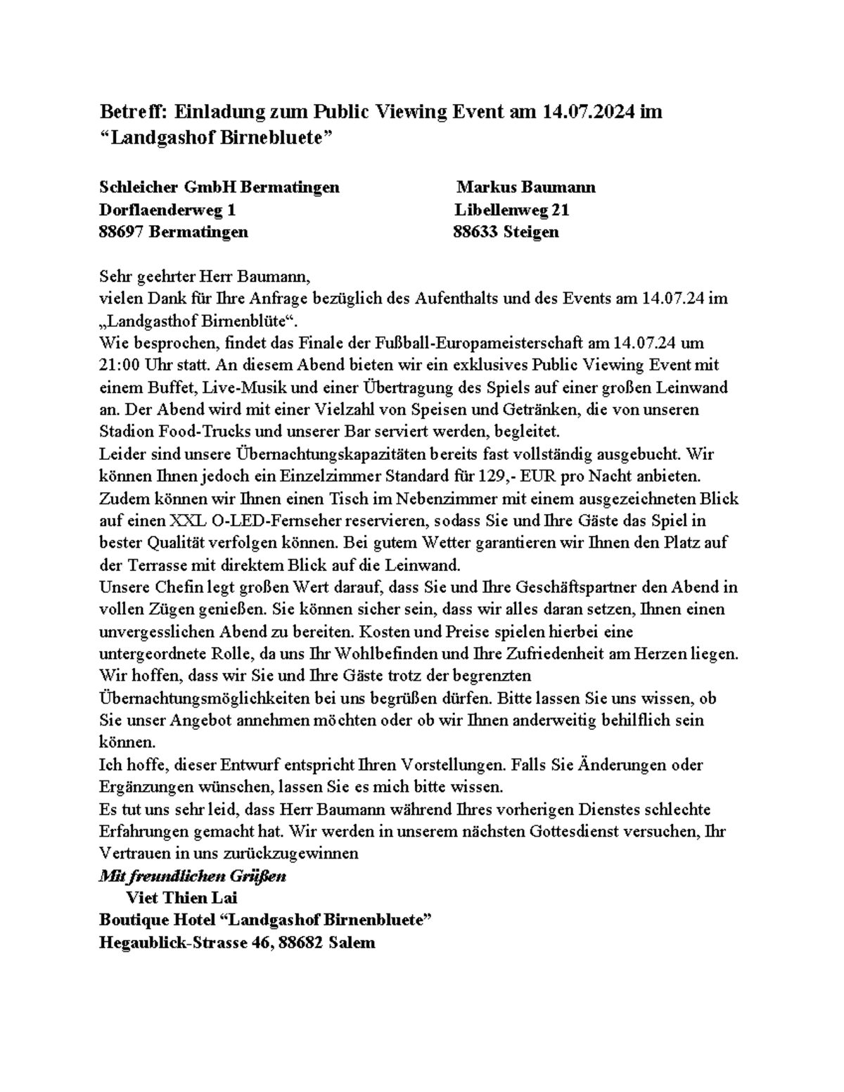 Betreff - assignments - Betreff: Einladung zum Public Viewing Event am ...