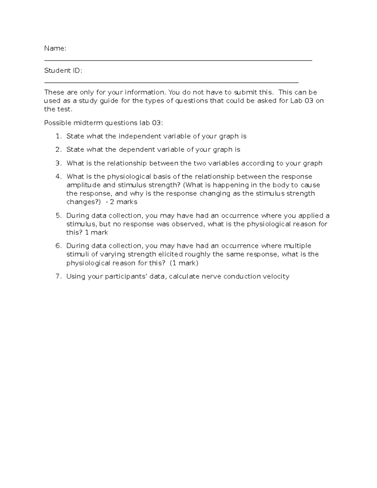 Lab 03 Midterm Study Guide: Potential Questions for Review - Studocu