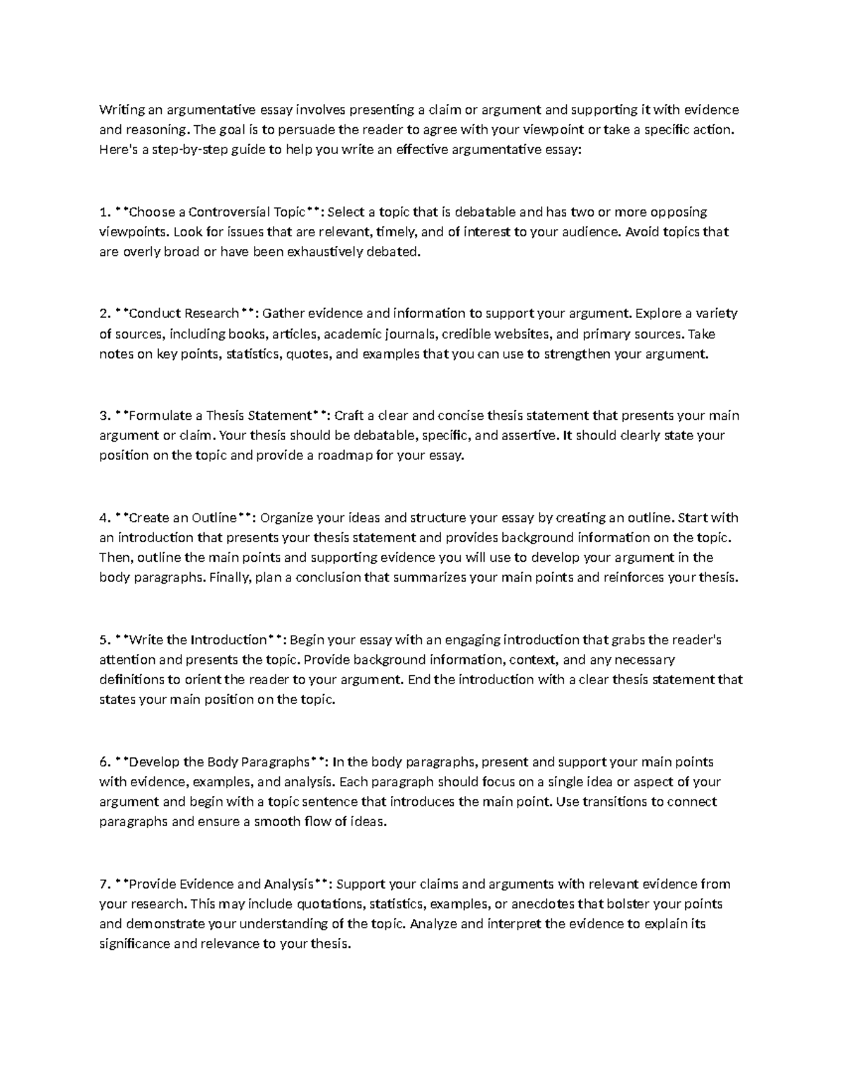 Writing an argumentative essay involves presenting a claim or argument ...