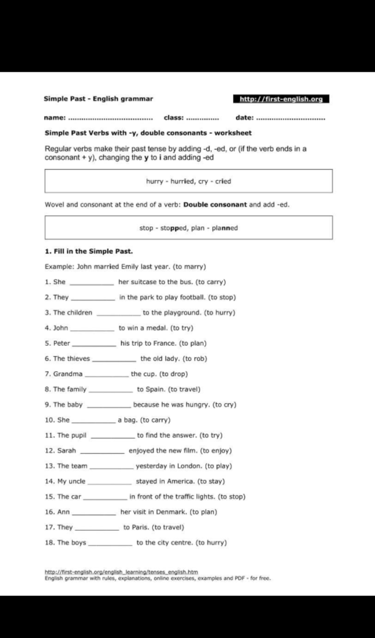 Simple Past Verbs Worksheet for English Grammar (小三小四) - Studocu