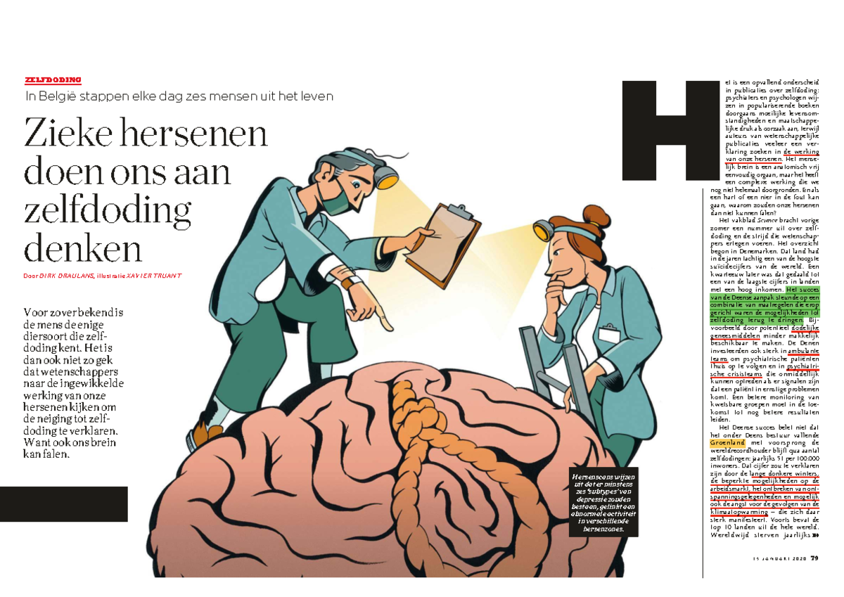 Artikel Knack Jan 2020: Zelfdoding en de Rol van de Hersenen - Studocu