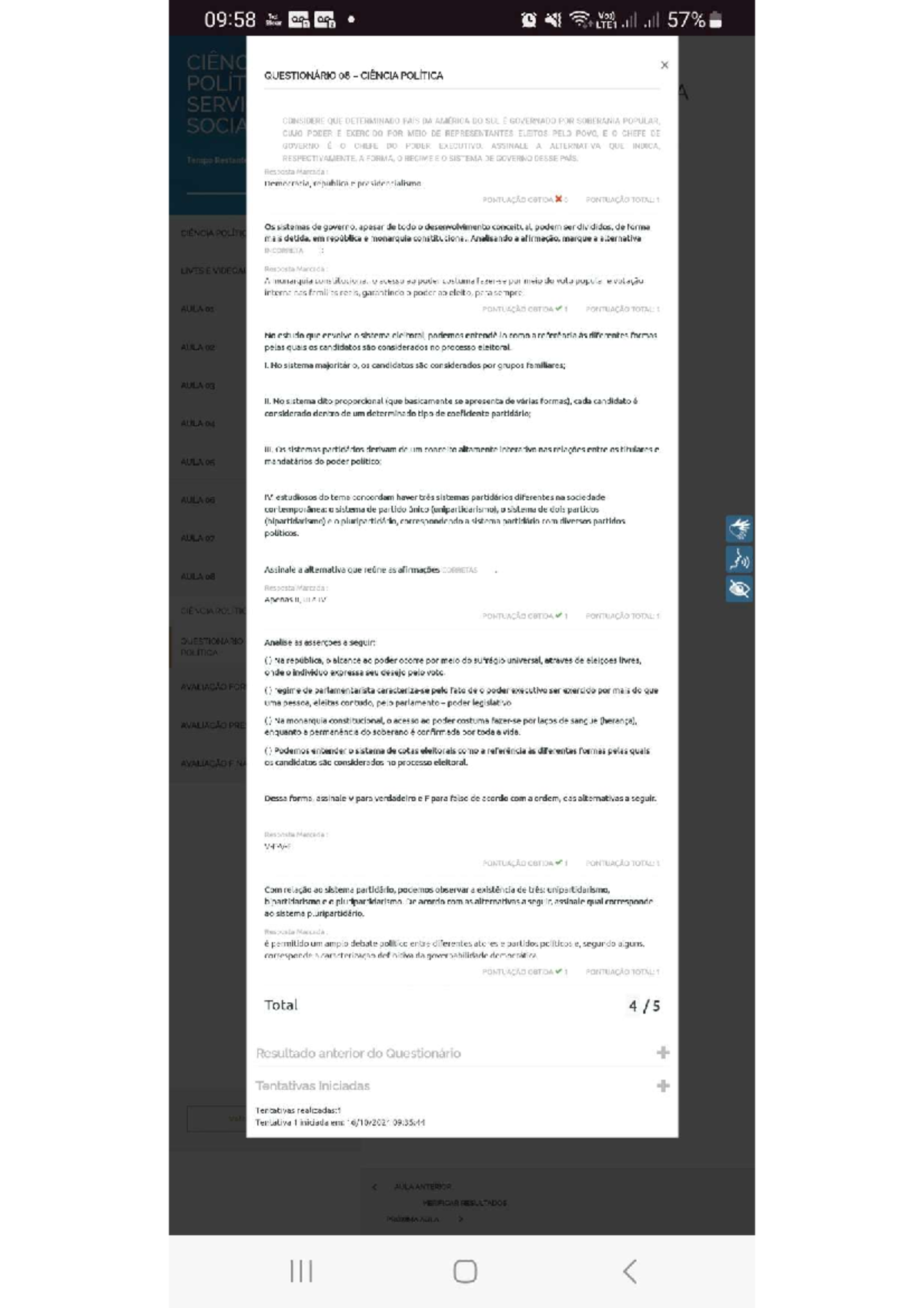 Screenshot 20241016 095852 Chrome - 09:58 Text Vo)) or 00 Sticker LTE1 CIÊNO X QUESTIONÁRIO 08 ...