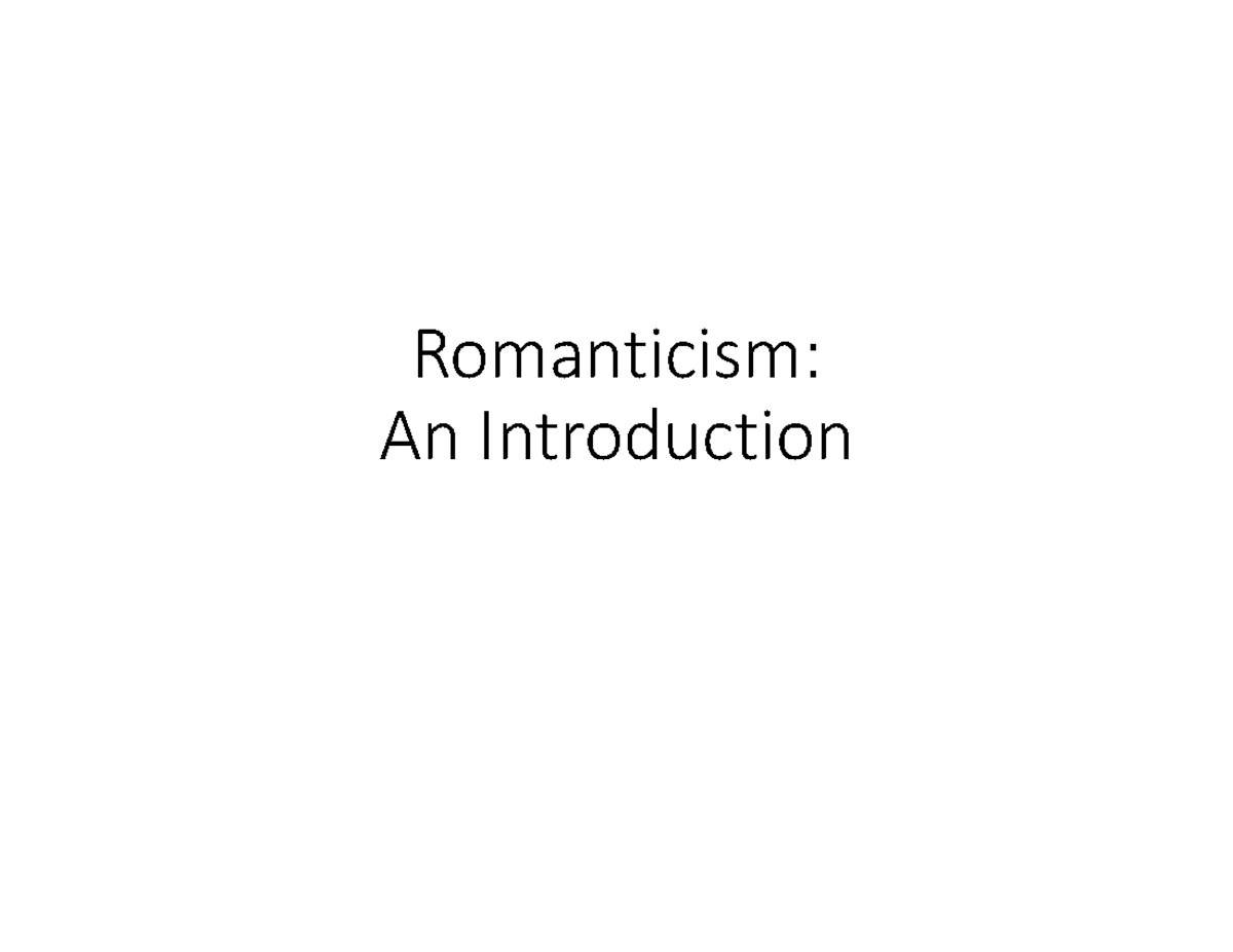 History of Romanticism - Romanticism: An Introduction Generational and ...