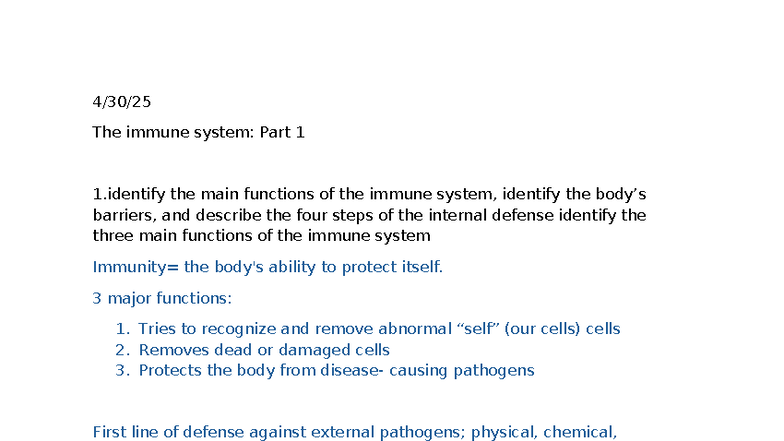 Immune System Functions & Responses: Overview of Inflammation - Studocu