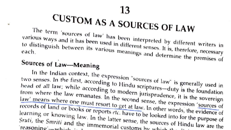 Sources of Law: Understanding Custom in Indian Jurisprudence (LAW 13 ...