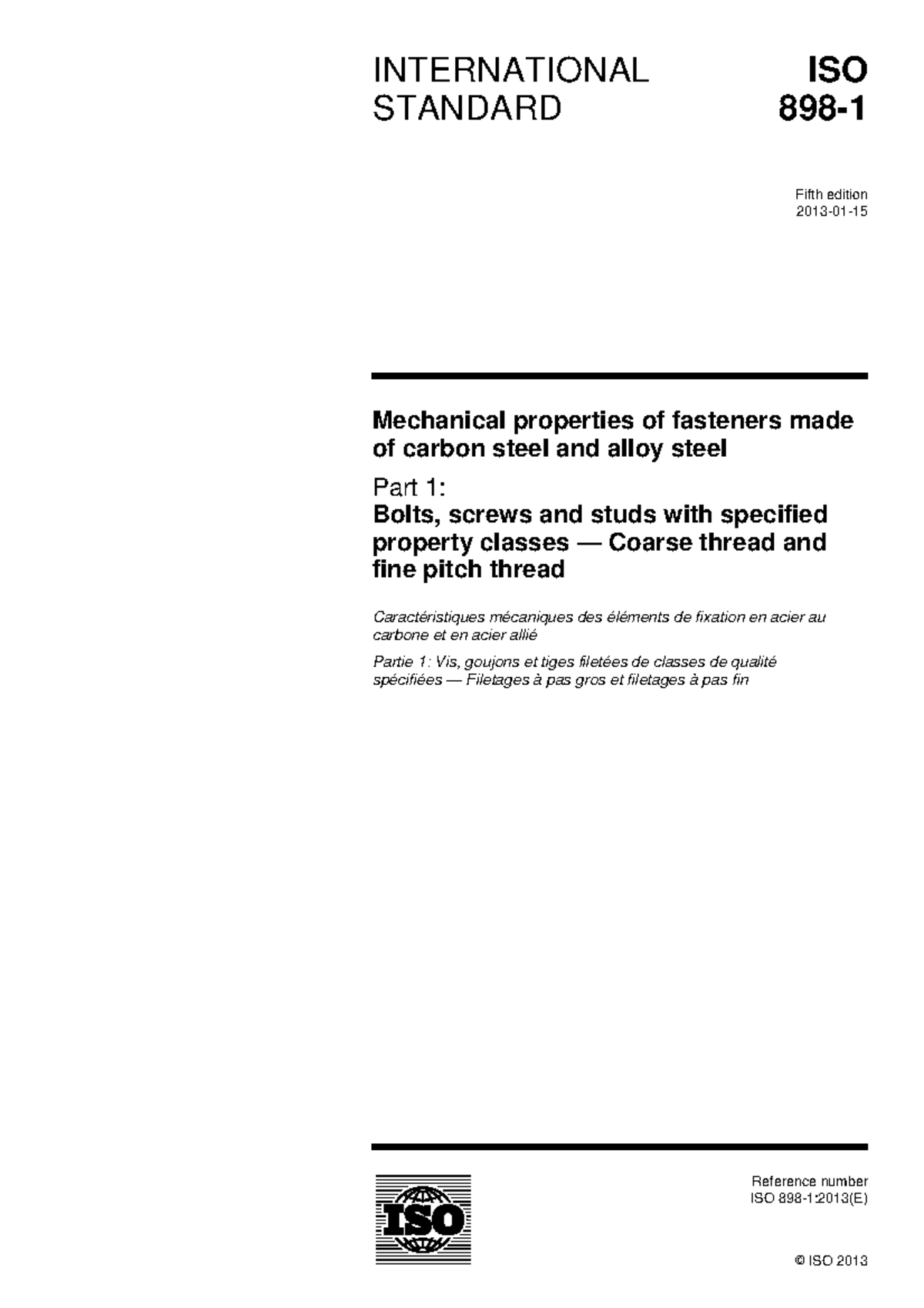 ISO 898-1:2013 - Mechanical Properties of Carbon & Alloy Steel ...