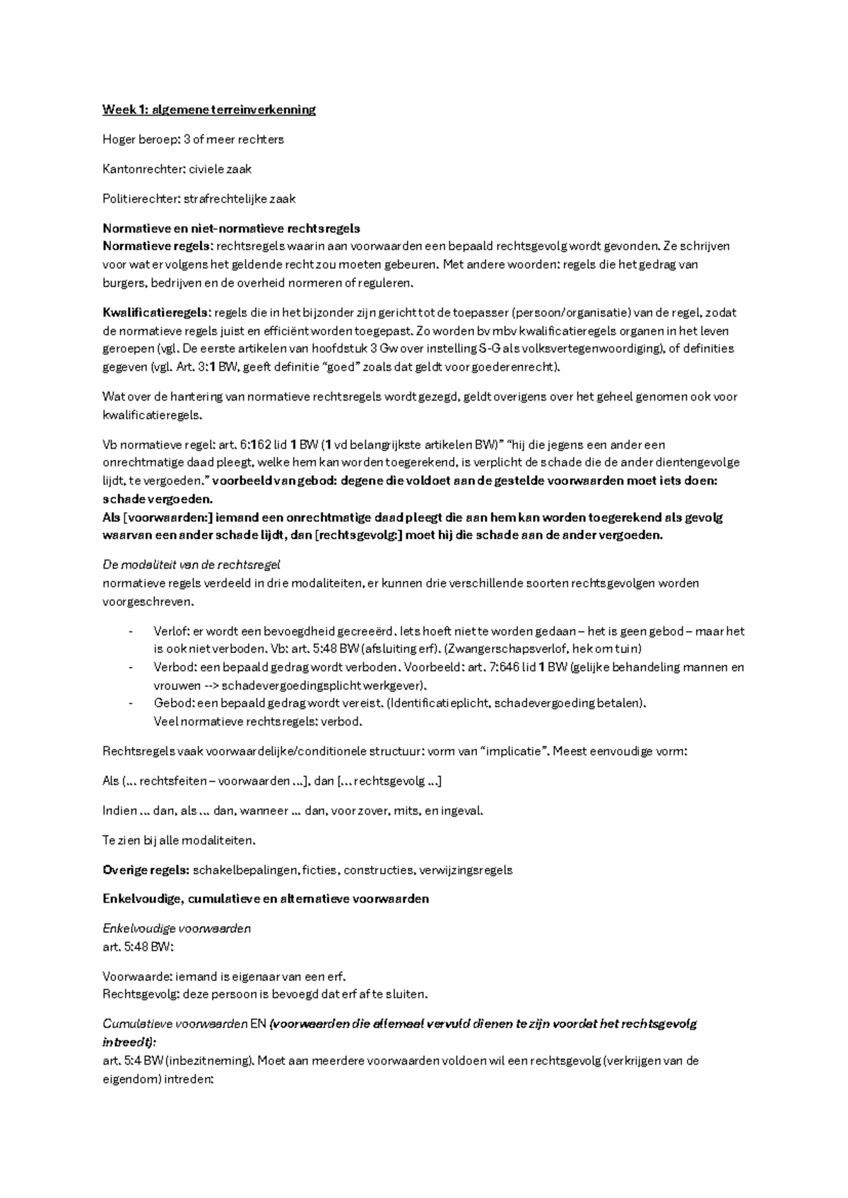 Week 1: Algemene Terreinverkenning en Rechtsregels - Inleiding Recht ...