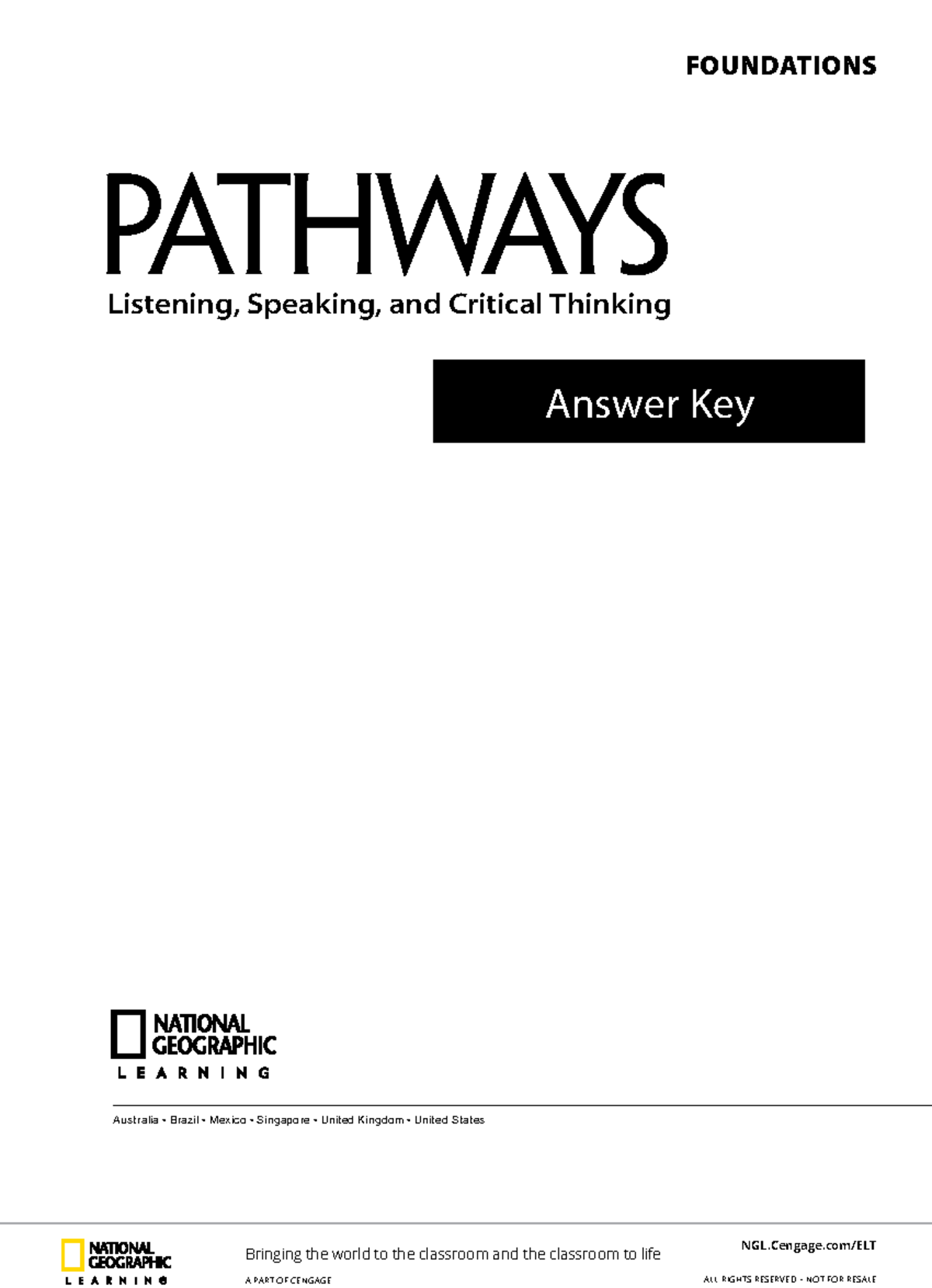 Pathways LS Foundations Answer Key: Listening & Speaking Strategies ...