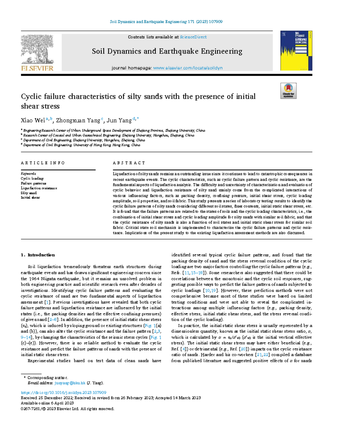 Cyclic Failure Patterns of Silty Sands Under Initial Shear Stress - RP ...