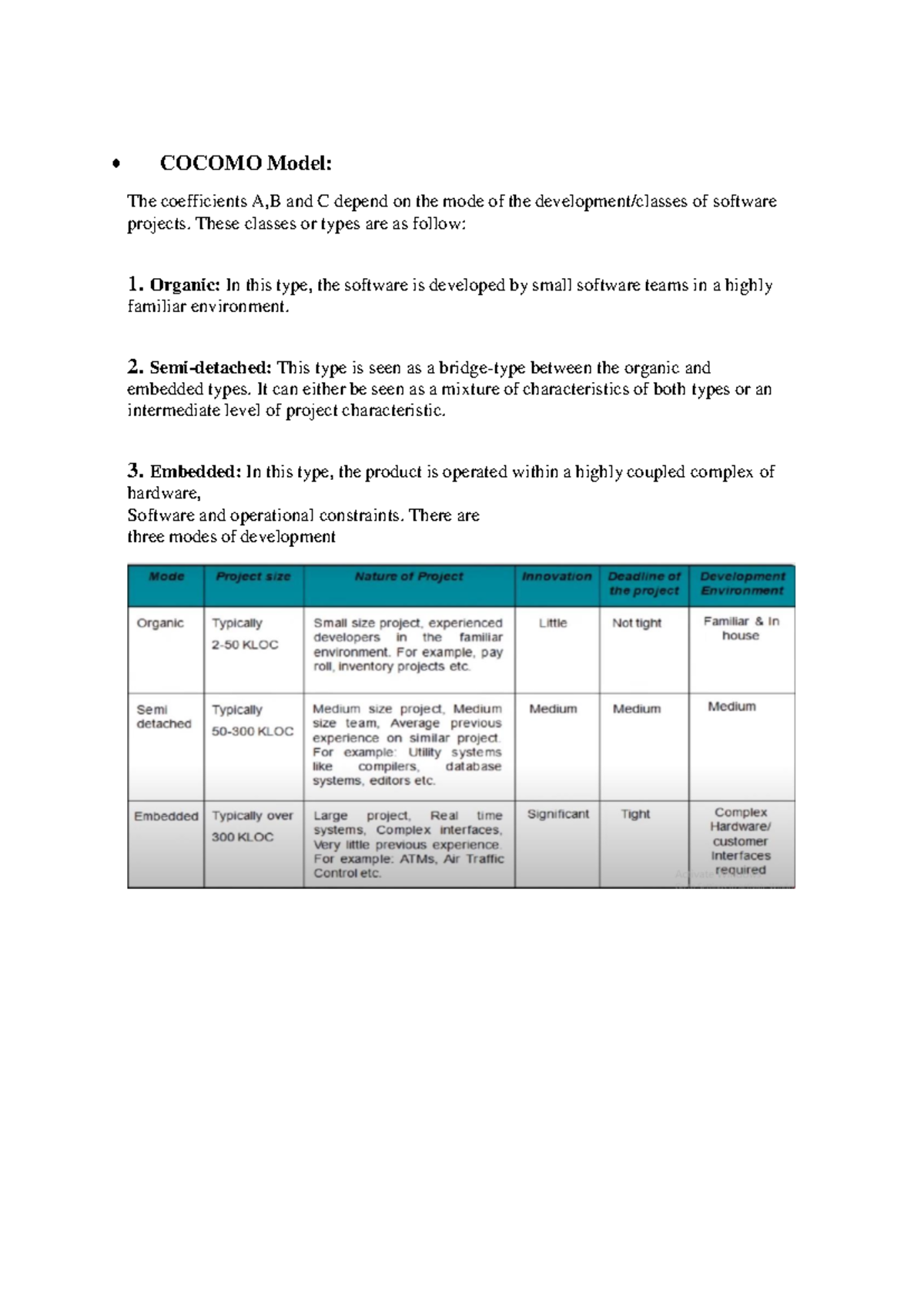 COCOMO Model: Solved Example with Semi-Detached Analysis - Studocu