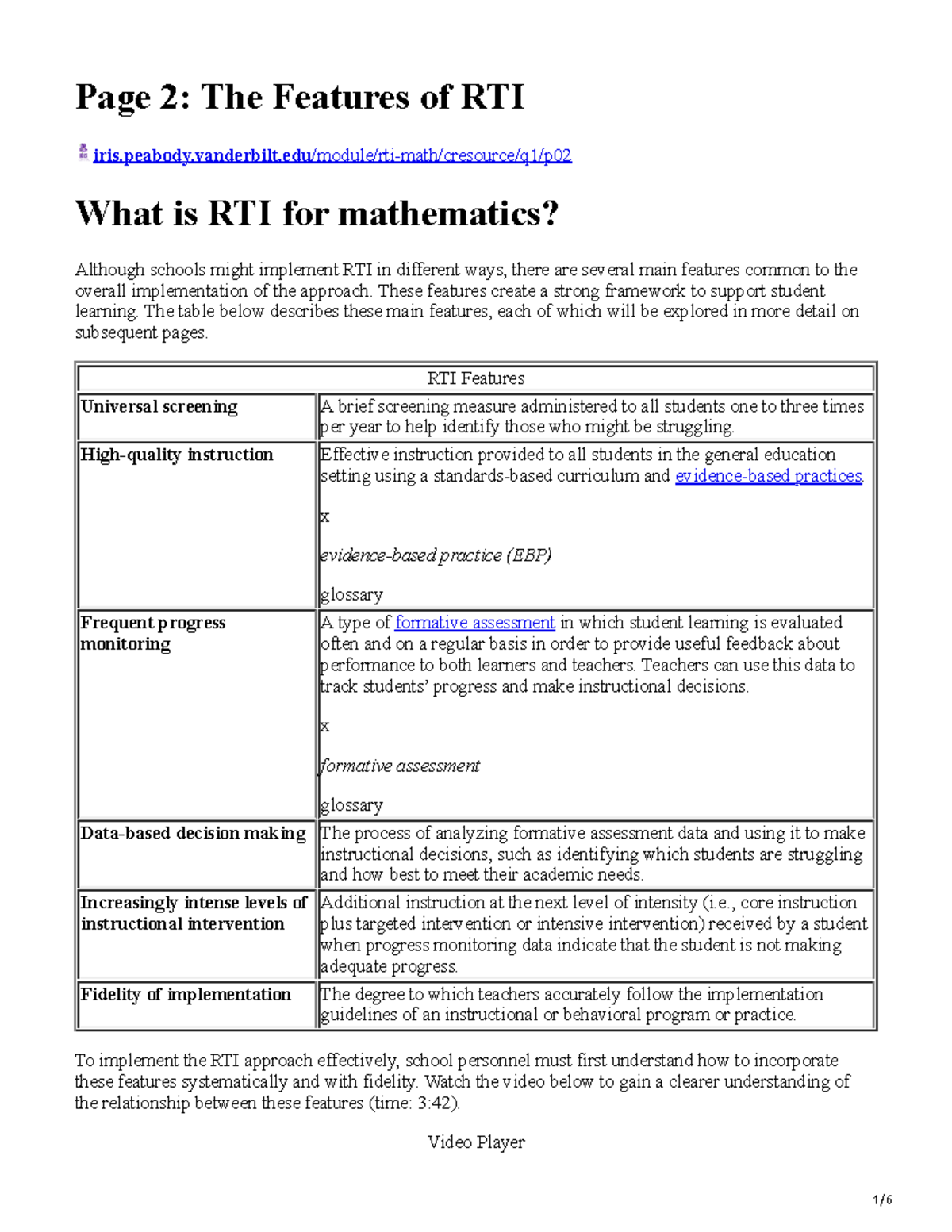 IRIS 3: Key Features of RTI in Mathematics Implementation - Studocu
