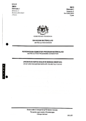 2425 Syllabus Course Outline SM025 - SM025 - MATHEMATICS 2 COURSE ...