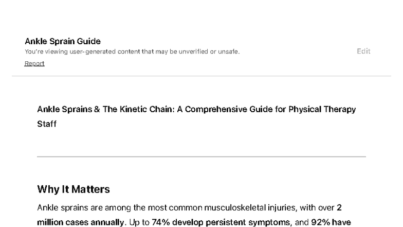 Ankle Sprain Management Guide for Physical Therapy Staff - Studocu
