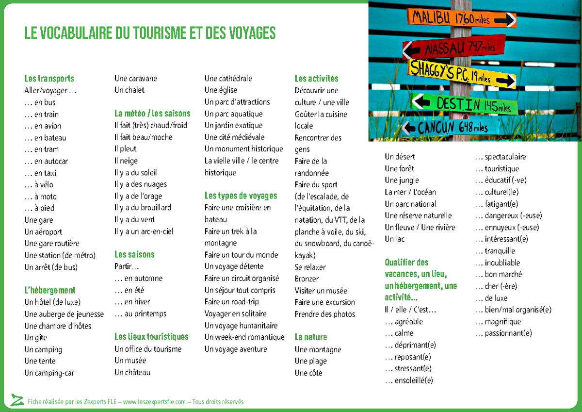 Liste-de-vocabulaire-FLE-le-tourisme-et-les-voyages-9D - Fiche réalisée ...