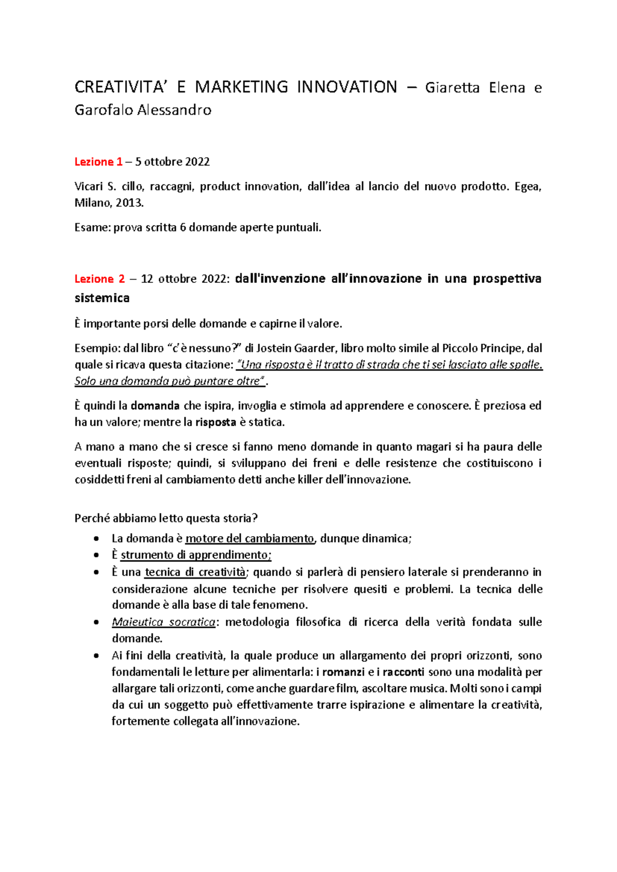 Creatività e marketing innovation - CREATIVITA’ E MARKETING INNOVATION ...