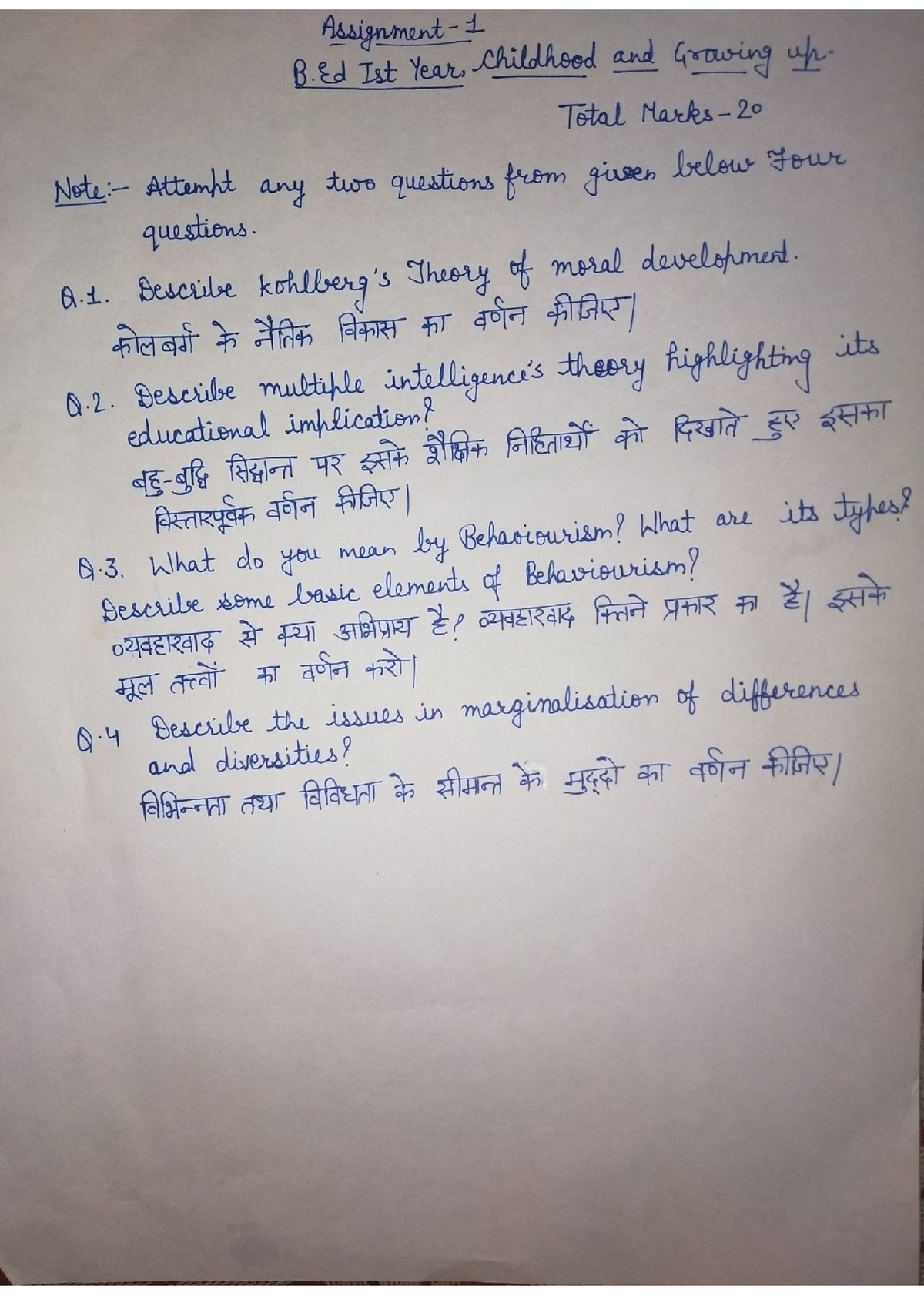 BEd 1st Year Assignment: Key Concepts in Childhood & Education - Studocu