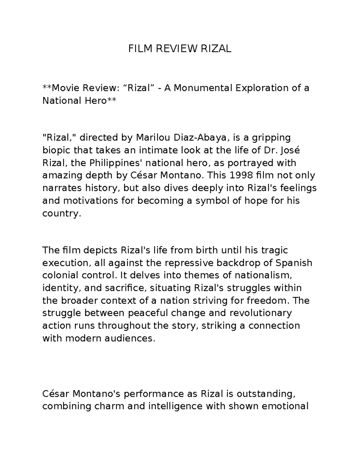 FILM Review Rizal - cartagena - FILM REVIEW RIZAL Movie Review: “Rizal ...