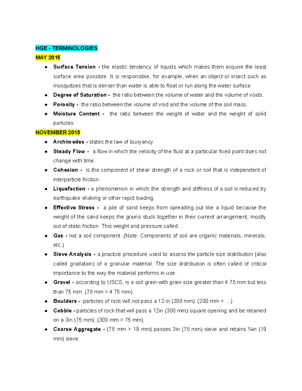 CE REF Terminology Notes and Definitions for Engineering Concepts - Studocu