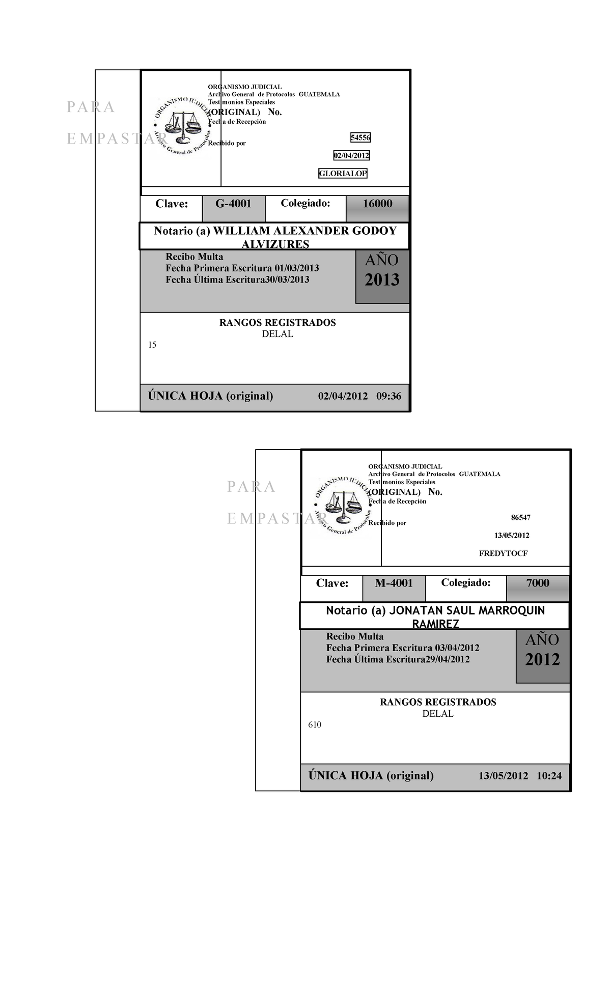 Testimonios Especiales - Archivo General de Protocolos GUATEMALA - Studocu