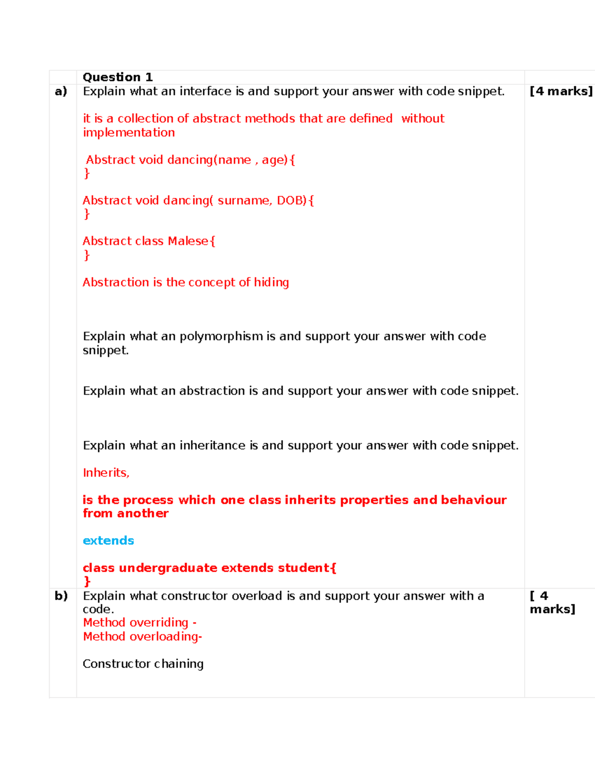 OOAD Revision Questions 2: Interfaces, Inheritance, and Polymorphism - Studocu
