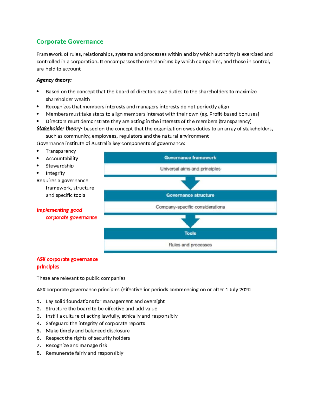 Corporate Governance Framework: Week 4 Decision Makers Overview - Studocu