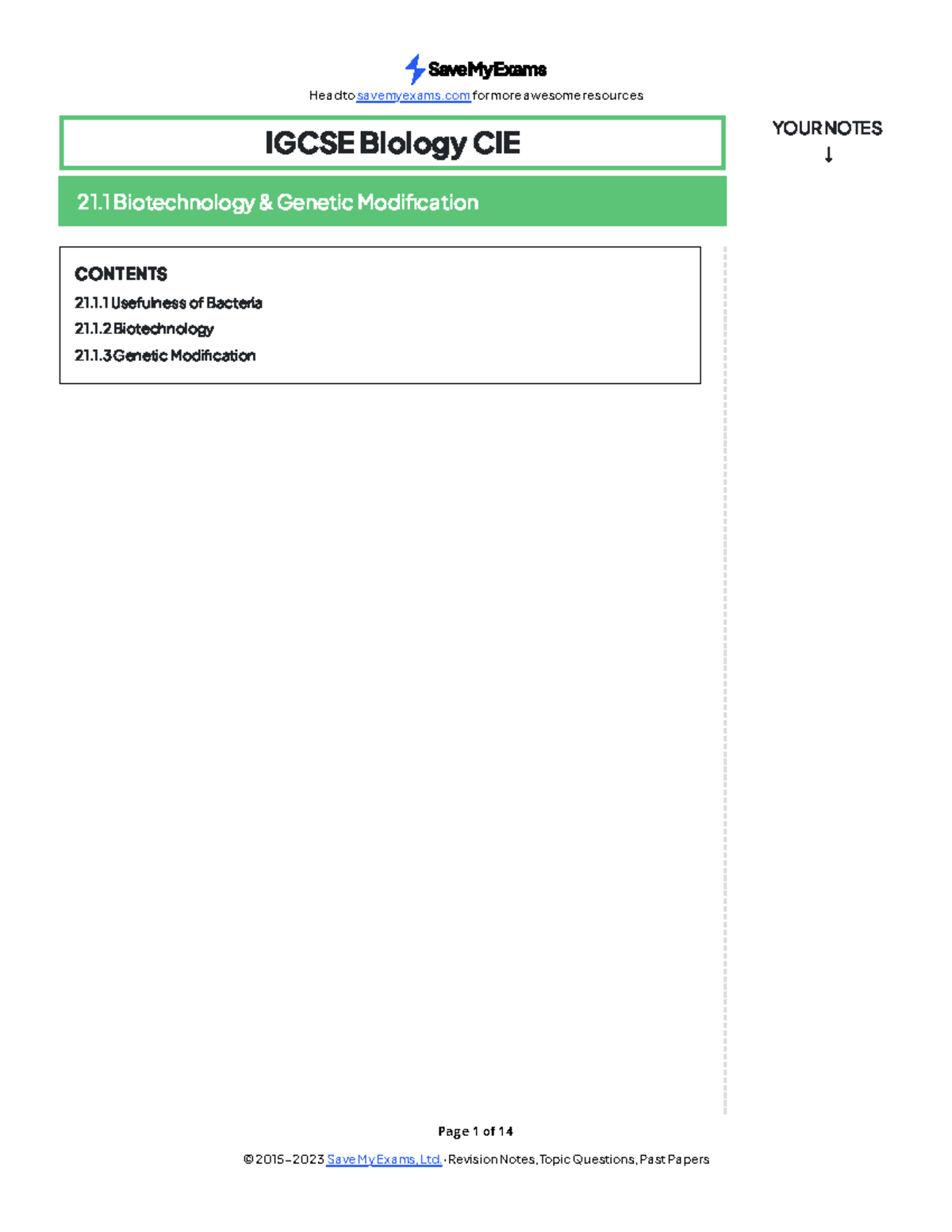 IGCSE Biology CIE: Biotechnology & Genetic Modification Overview - Studocu