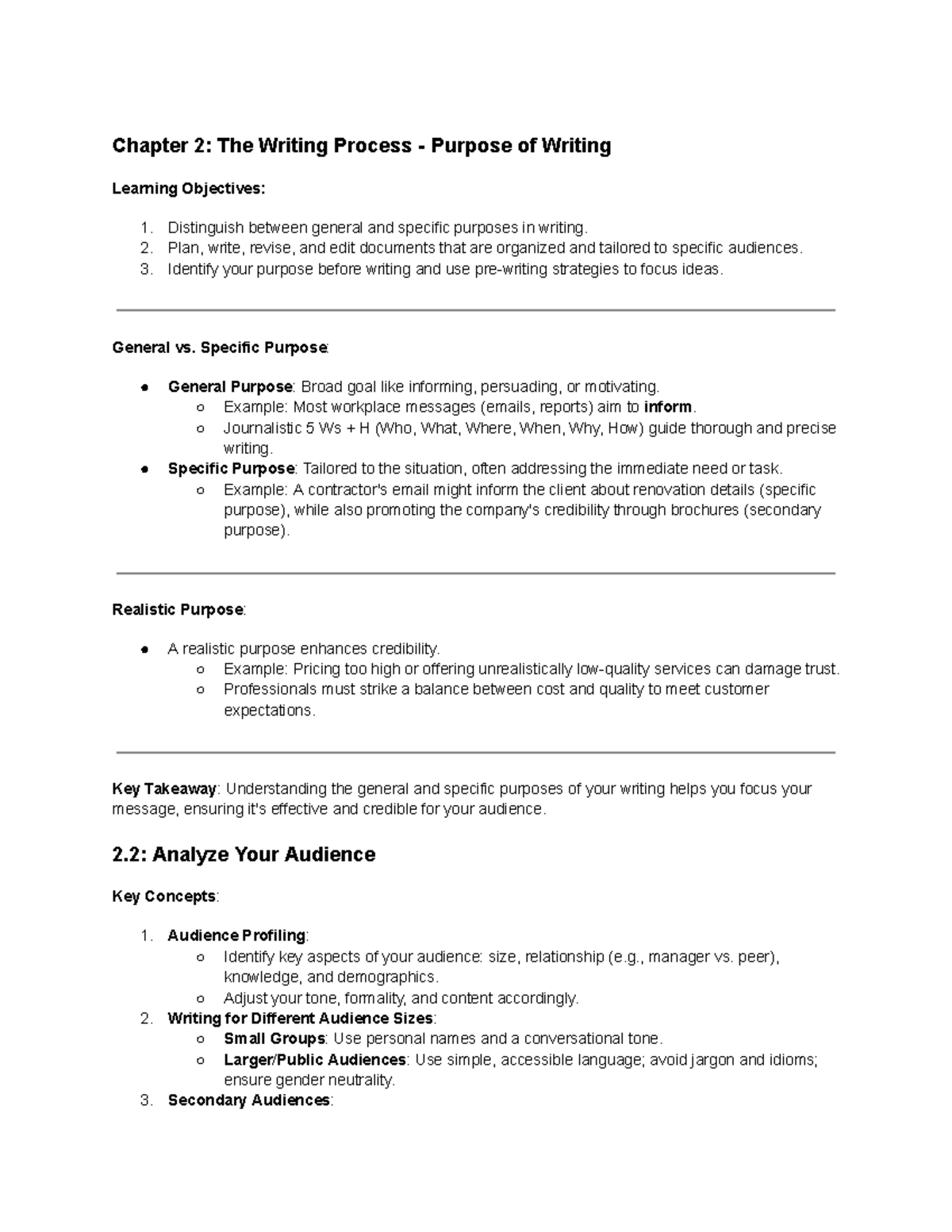 CMN 279 - Chapter 2 Notes: The Writing Process and Audience Analysis ...