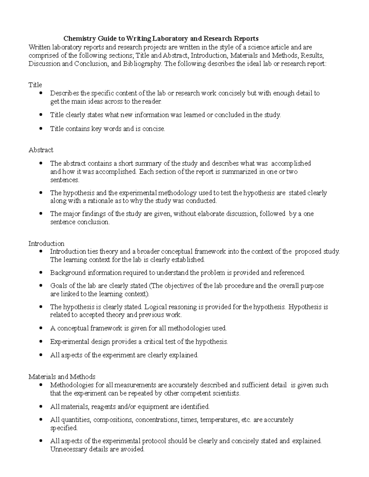 Chemistry Lab Report Writing Guide: Structure and Key Sections - Studocu