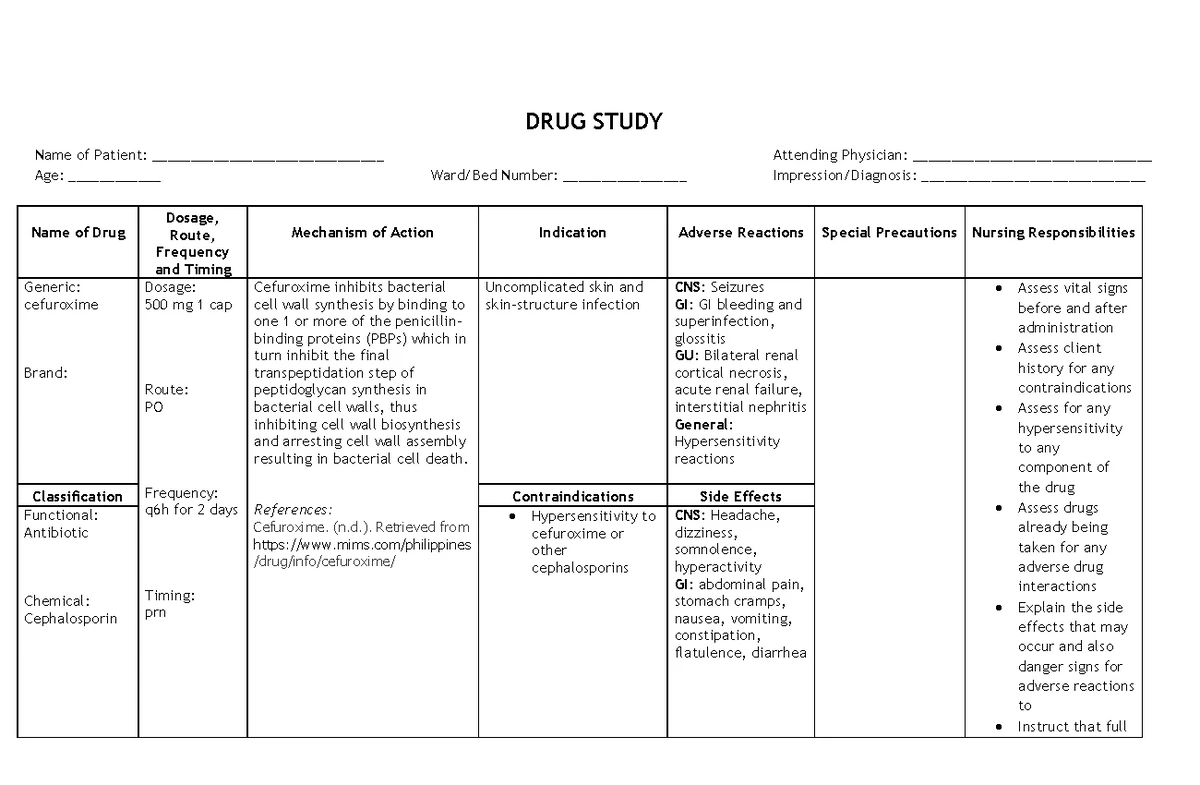 Omeprazole Drug Study - DRUG STUDY Name of Patient: Age: Name of Drug Generic: omeprazole Brand ...
