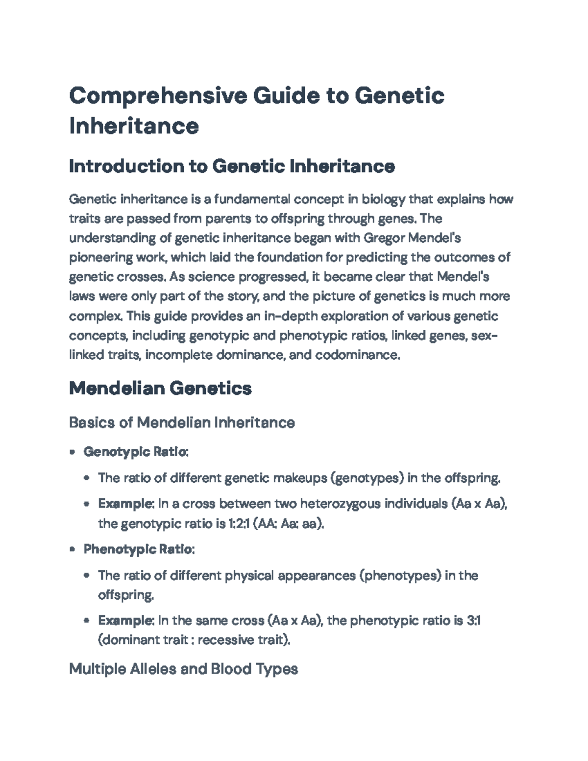 Comprehensive Guide to Genetic Inheritance (Biology 101) - Studocu