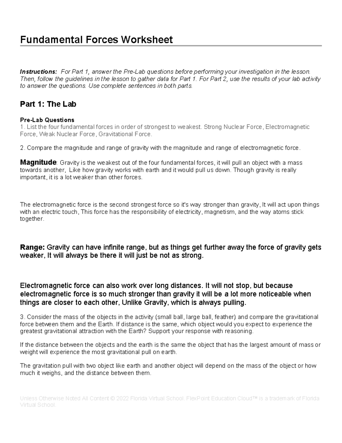 1.06 - Forces - Fundamental Forces Worksheet - Studocu
