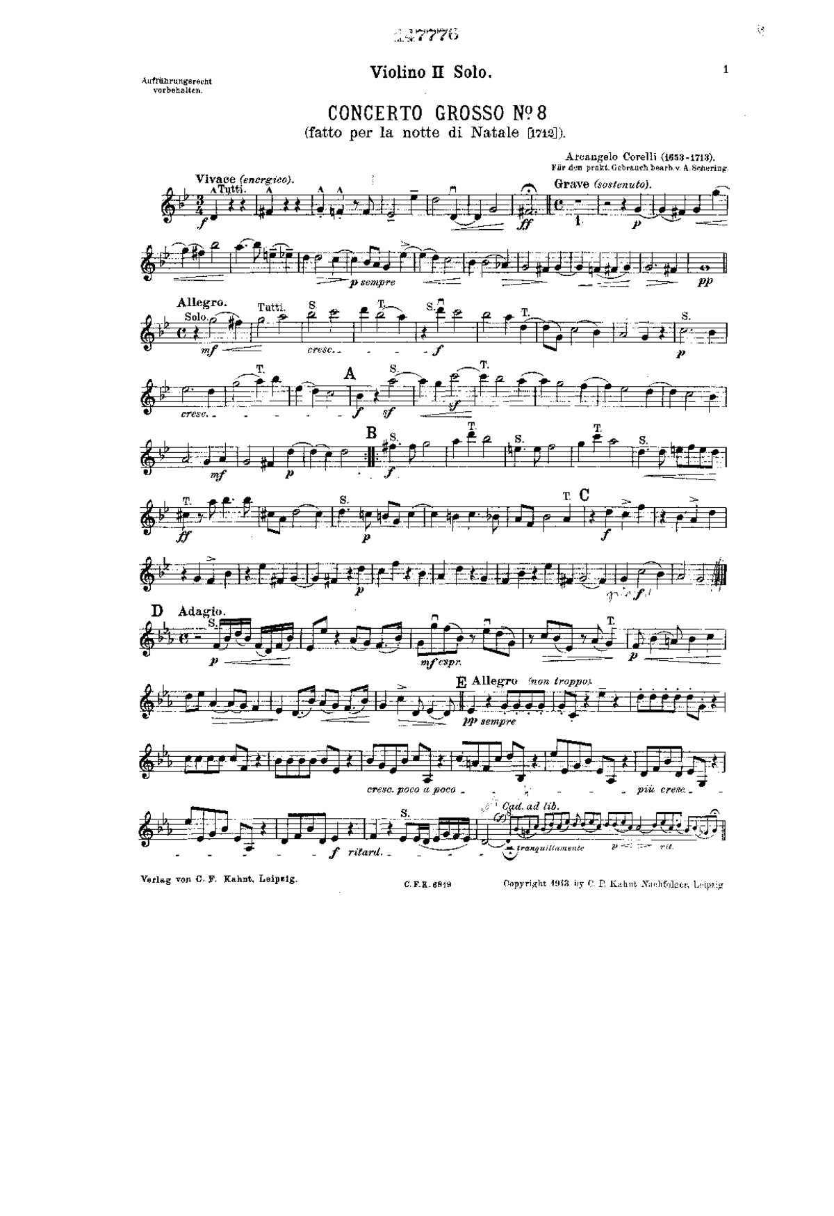 Corelli Violin II Concertino - Concerto Grosso No. 8 - Studocu