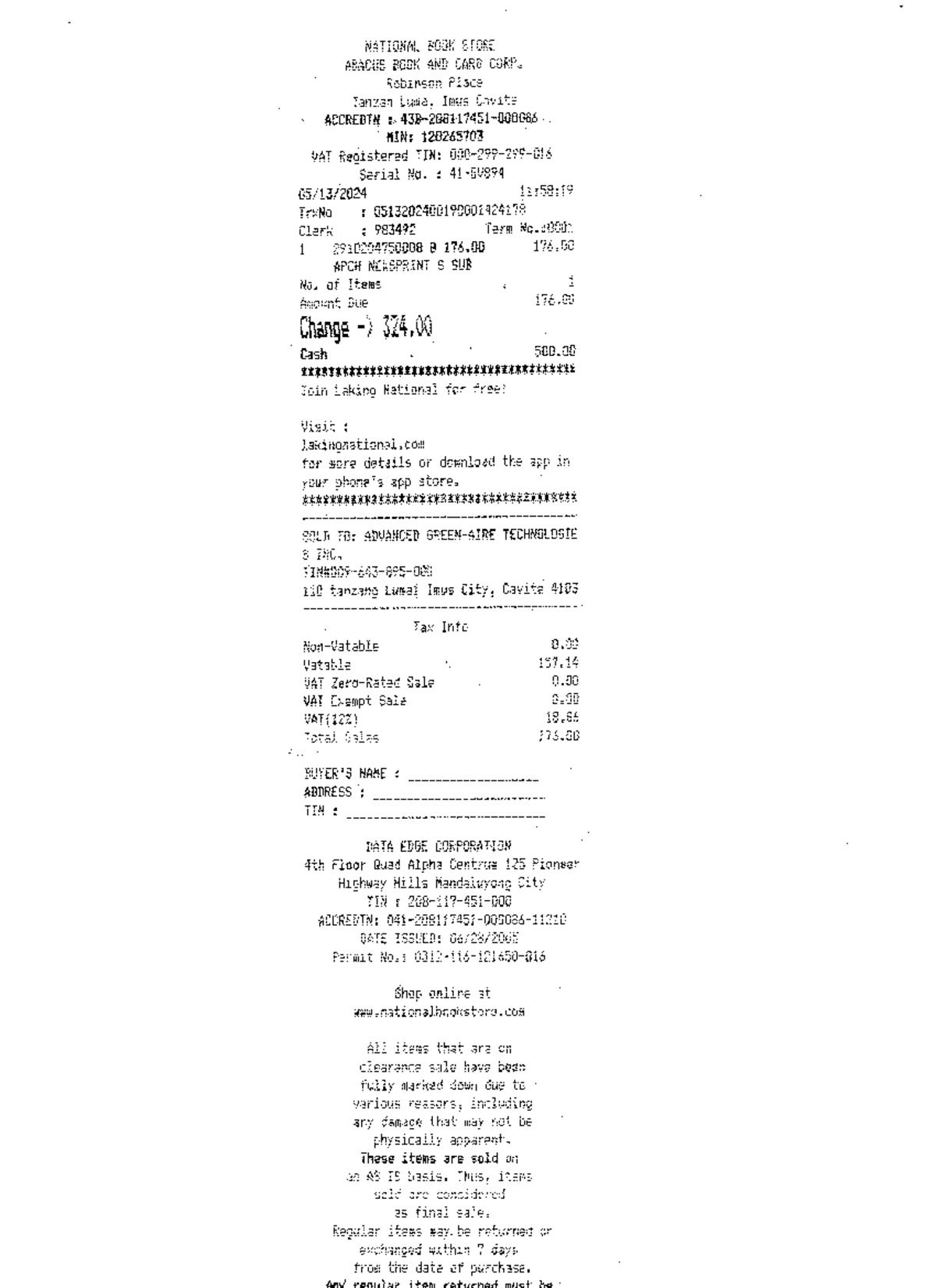 Office Supplies Receipt for NBS1422703 from National Book Store - Studocu
