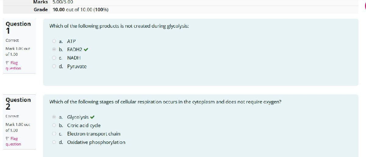 Self Quiz Unit 4: Cellular Respiration & Glycolysis Insights - Studocu
