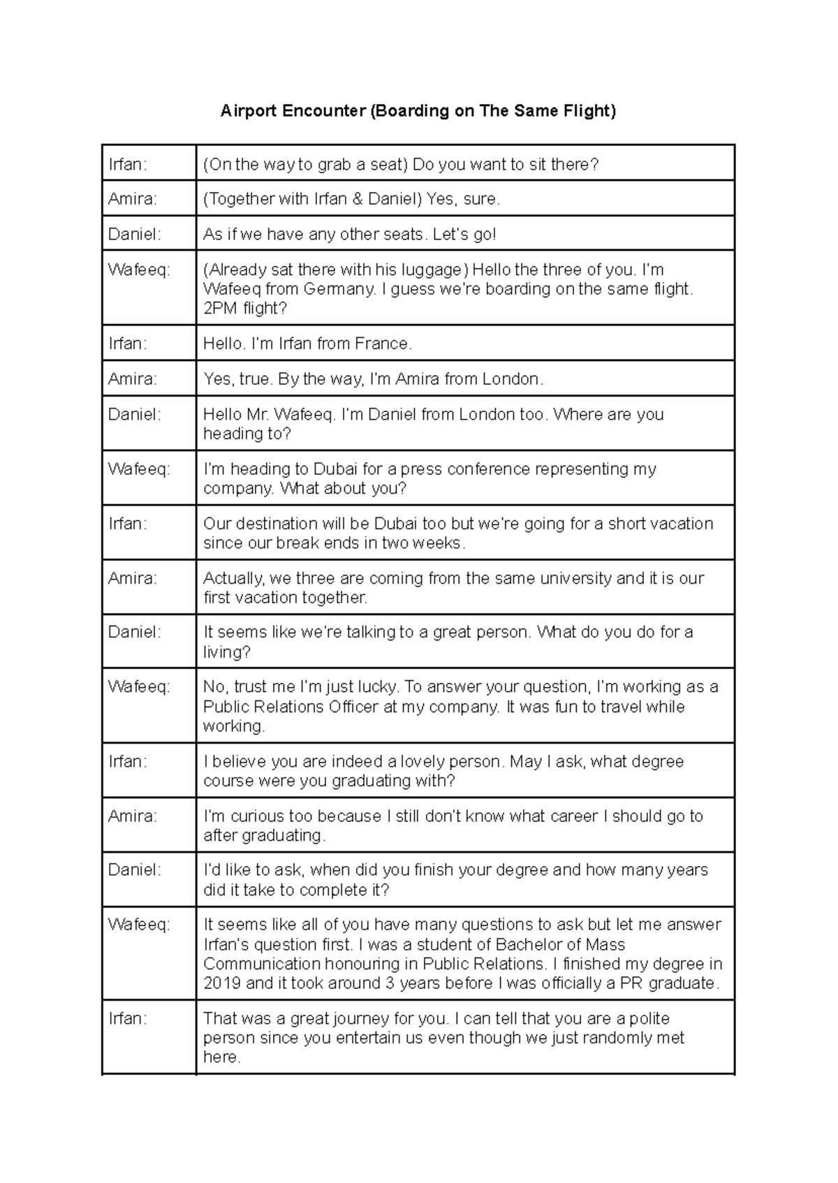 Role Play (English Script) - Airport Encounter (Boarding on The Same ...
